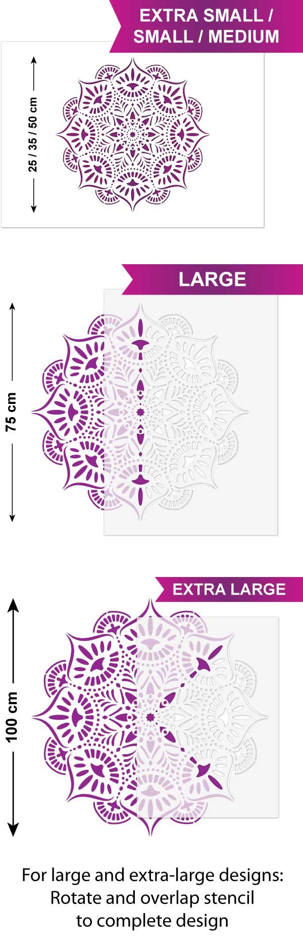 Reflections Mandala Stencil - Large Reusable DIY Medallion Motif ...